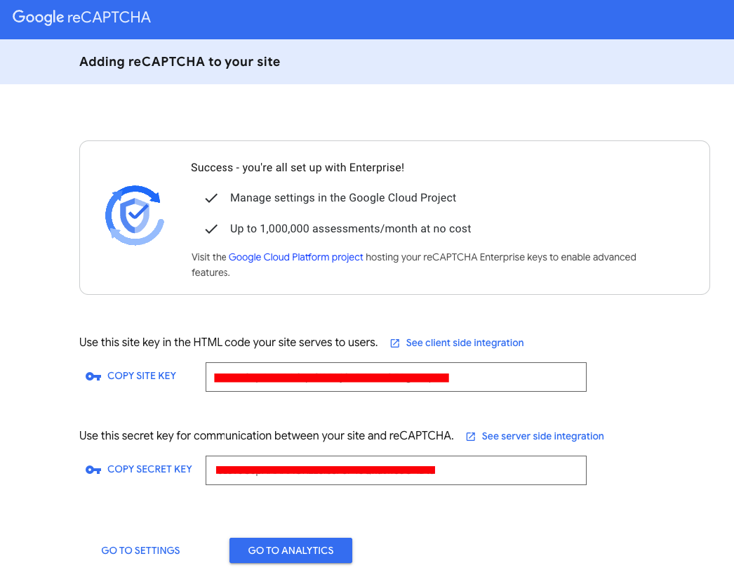 13/DEC/2023 - reCaptcha Secret for Sign-up – GO7 PSS Support